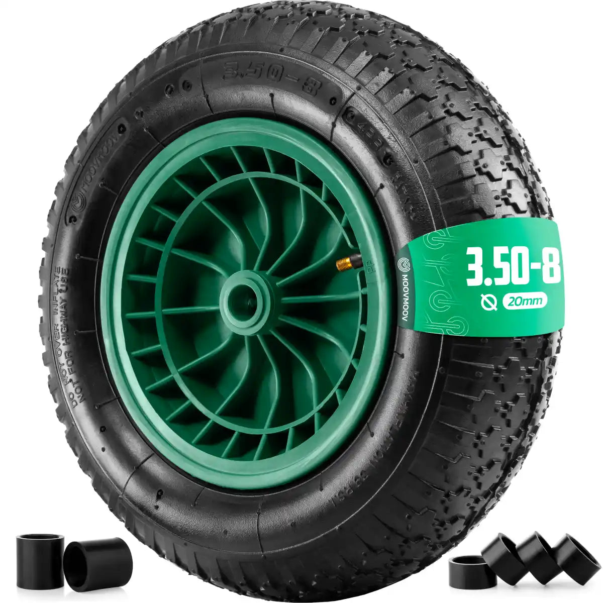 3.50-8 Wheel with PVC Rim and 3/4" Axle bore | MOOVMOOV
